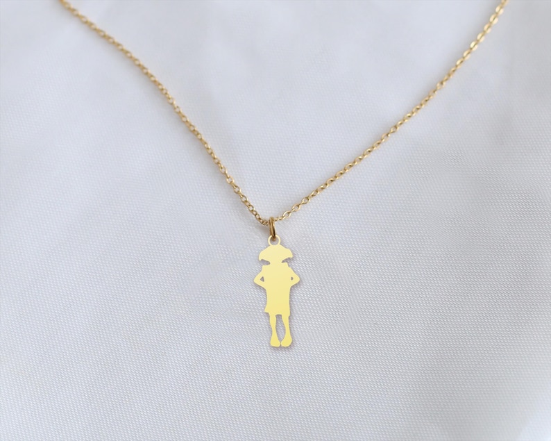 Dobby Inspired Necklace, Elf Silhouette Pendant - Gold Plated Jewelry ...