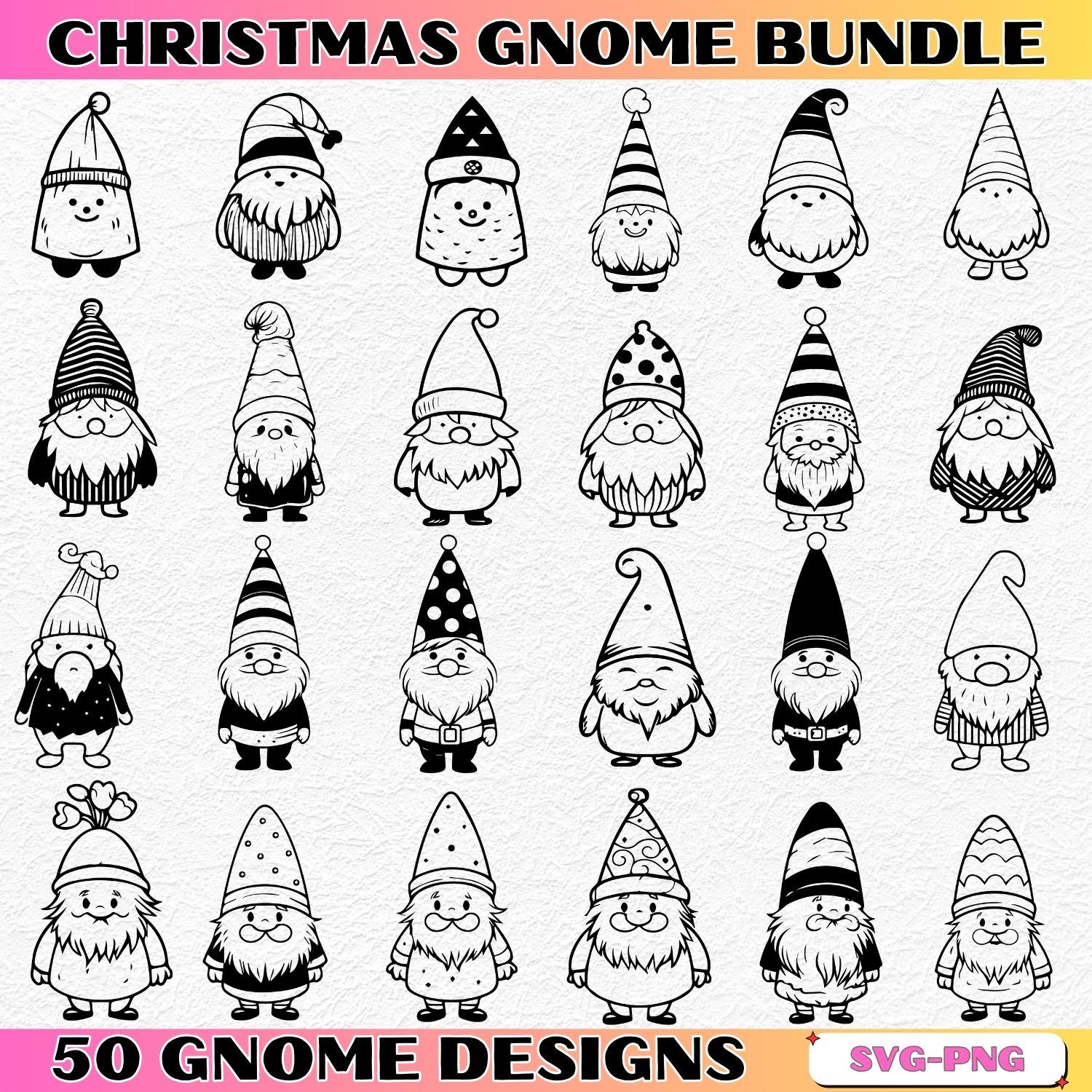 Christmas Gnome SVG Bundle 50 Cute Gnome Clipart Designs Holiday Gnome ...