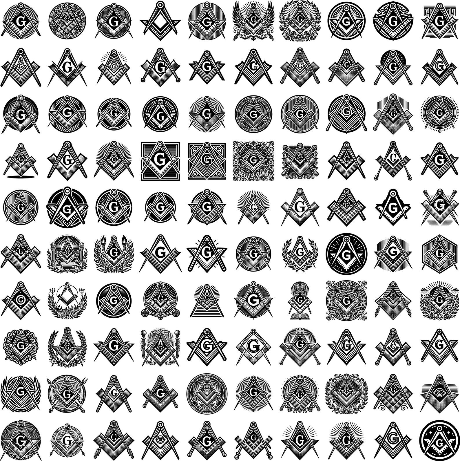 Masonic Symbol SVG PNG Bundle - 100 Freemason Cut Files for Cricut and ...