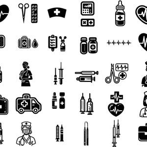 Nurse Medical Tools SVG Bundle Healthcare Icons for Cricut, Sublimation ...