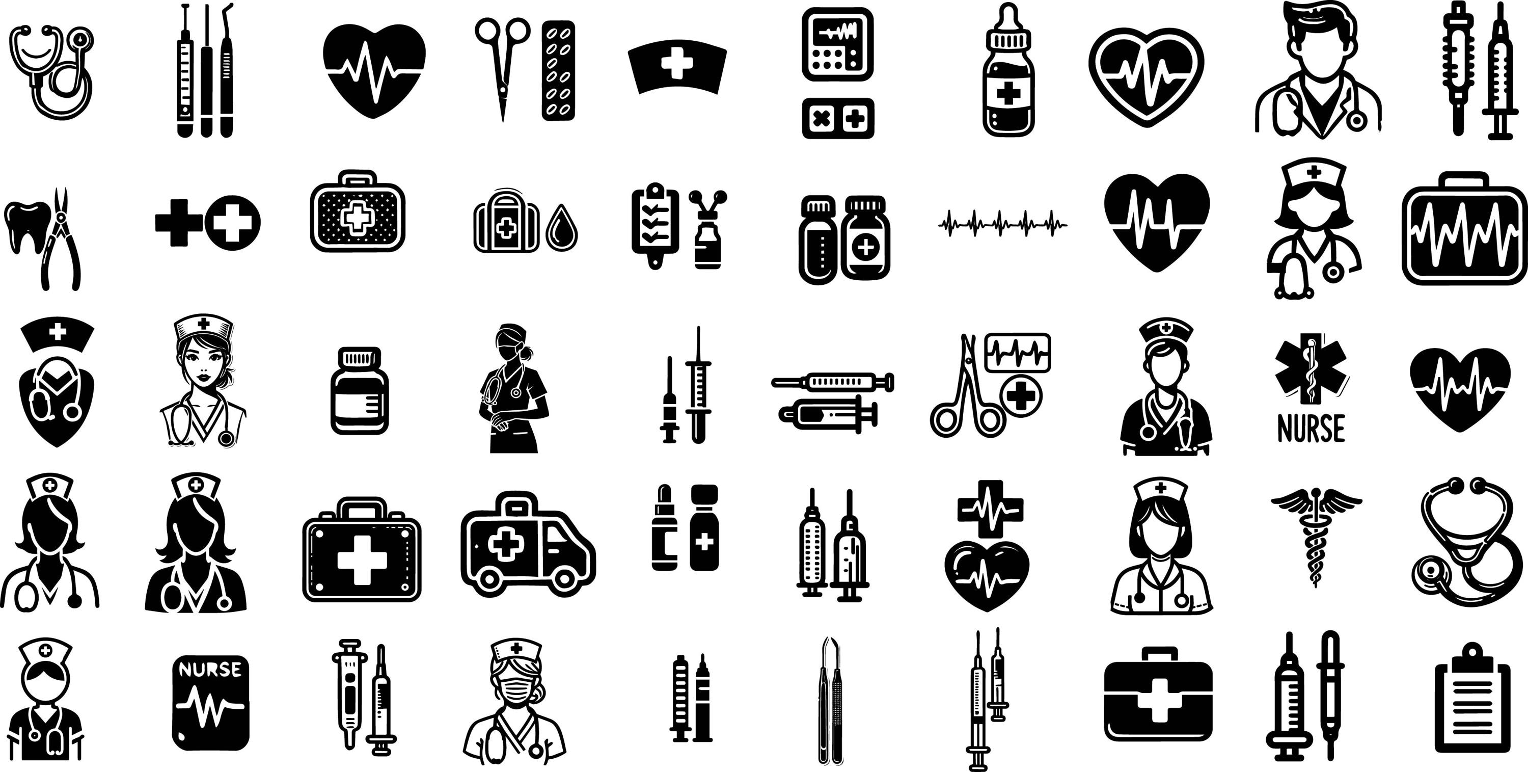 Nurse Medical Tools SVG Bundle – Healthcare Icons for Cricut ...