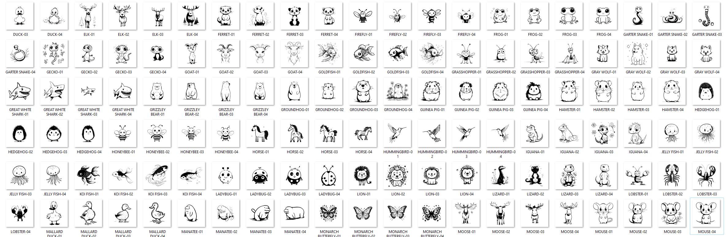 Cute Doodle Animals Clipart Bundle, Hand-drawn SVG PNG Designs for ...