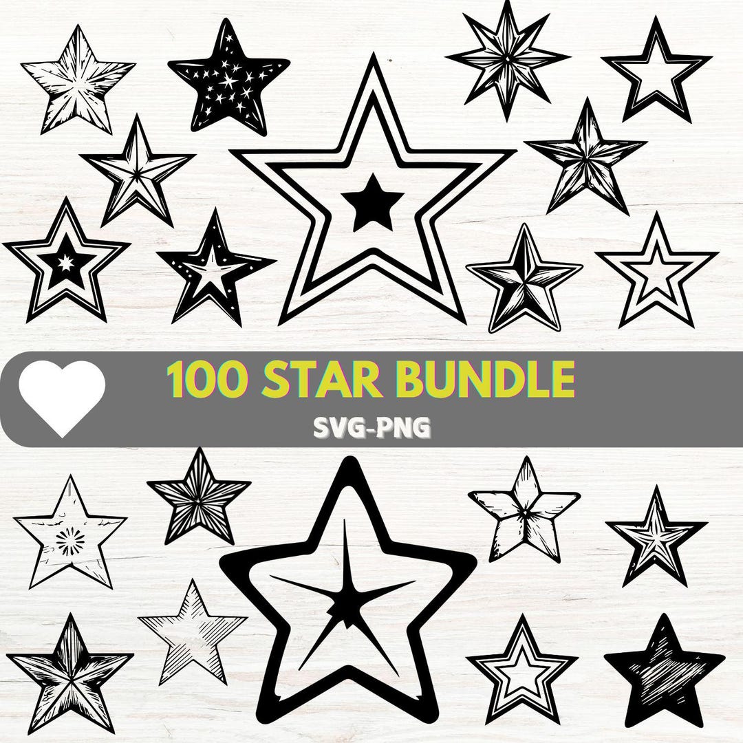 Star SVG Bundle - Hand-drawn Star Clipart for Crafts, DIY Projects ...