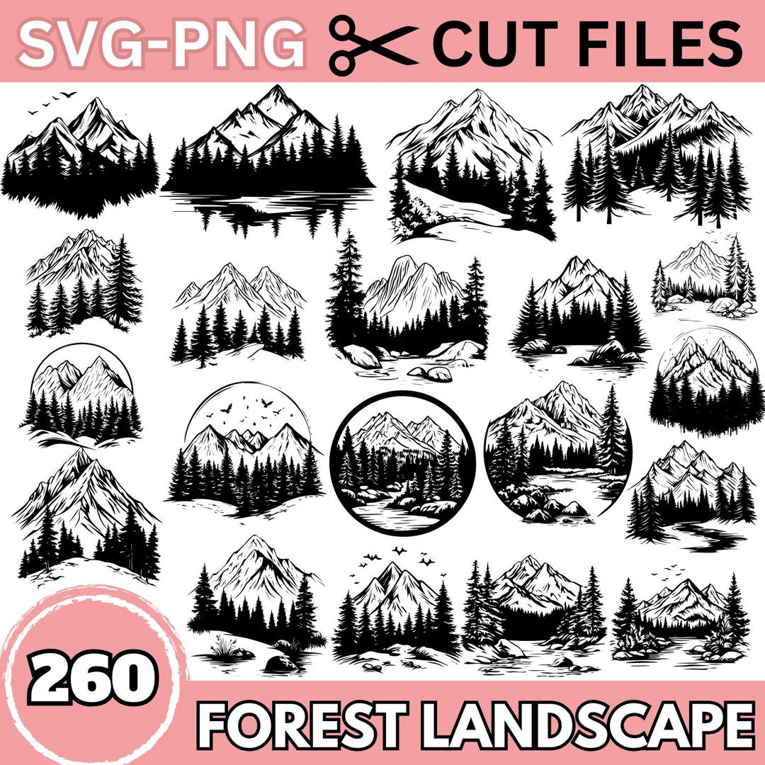 Forest Landscape SVG Bundle – Scenic Mountain & Forest Designs for ...