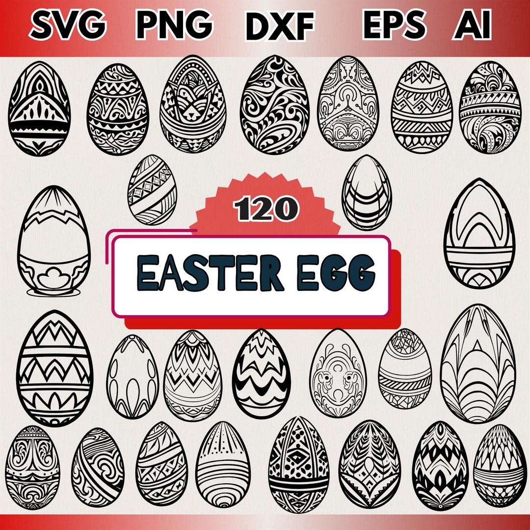 Easter Egg SVG Bundle, Mandala Easter Egg Clipart, Egg SVG PNG Dxf Eps ...