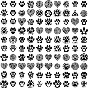 Paw Print SVG PNG Bundle | Animal Paw Clipart Pack for Cricut, Pet ...