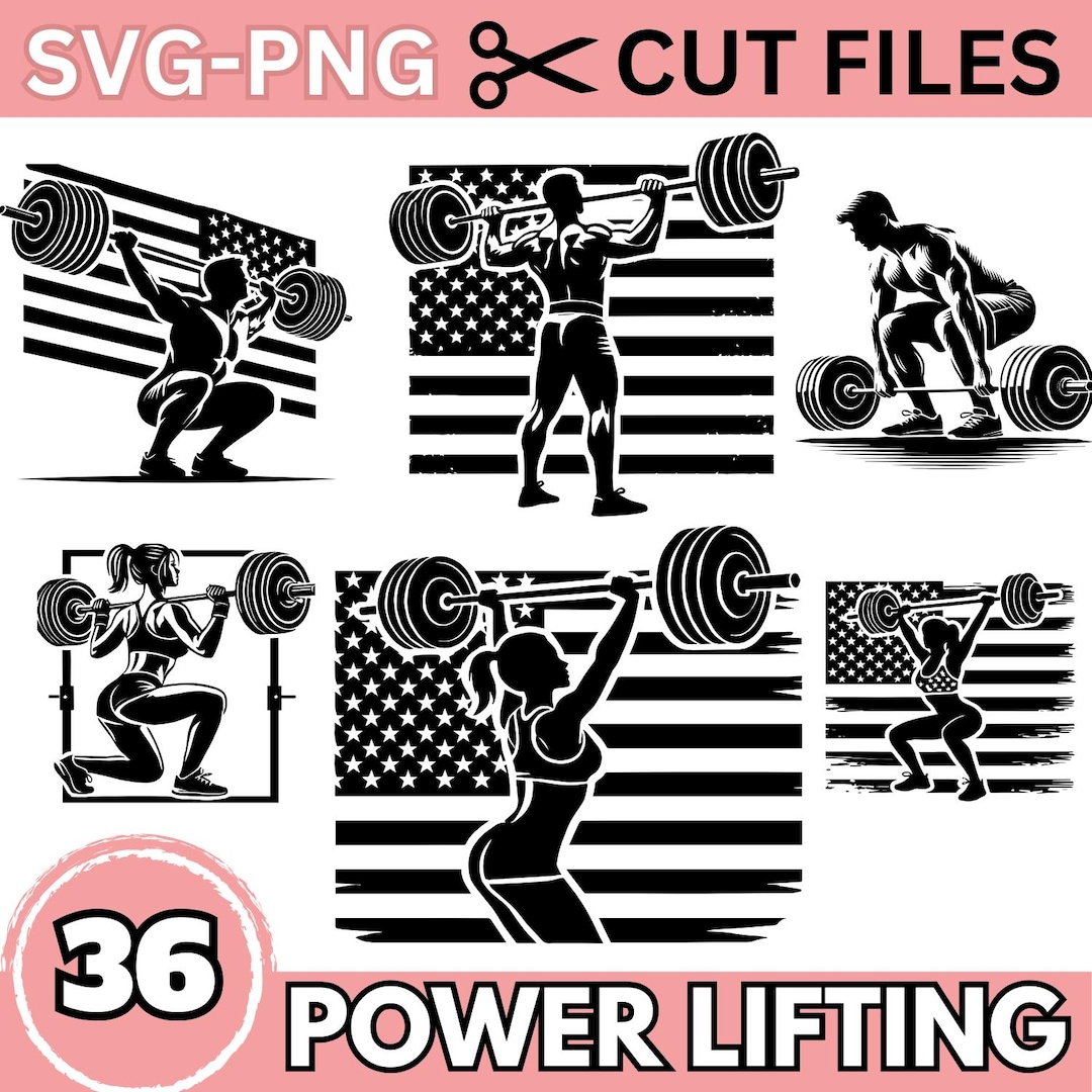 Powerlifting SVG Bundle – Barbell Lifting Cut Files for Cricut, Gym ...