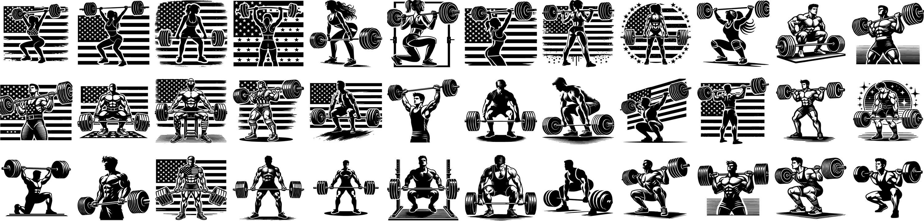 Powerlifting SVG Bundle – Barbell Lifting Cut Files for Cricut, Gym ...