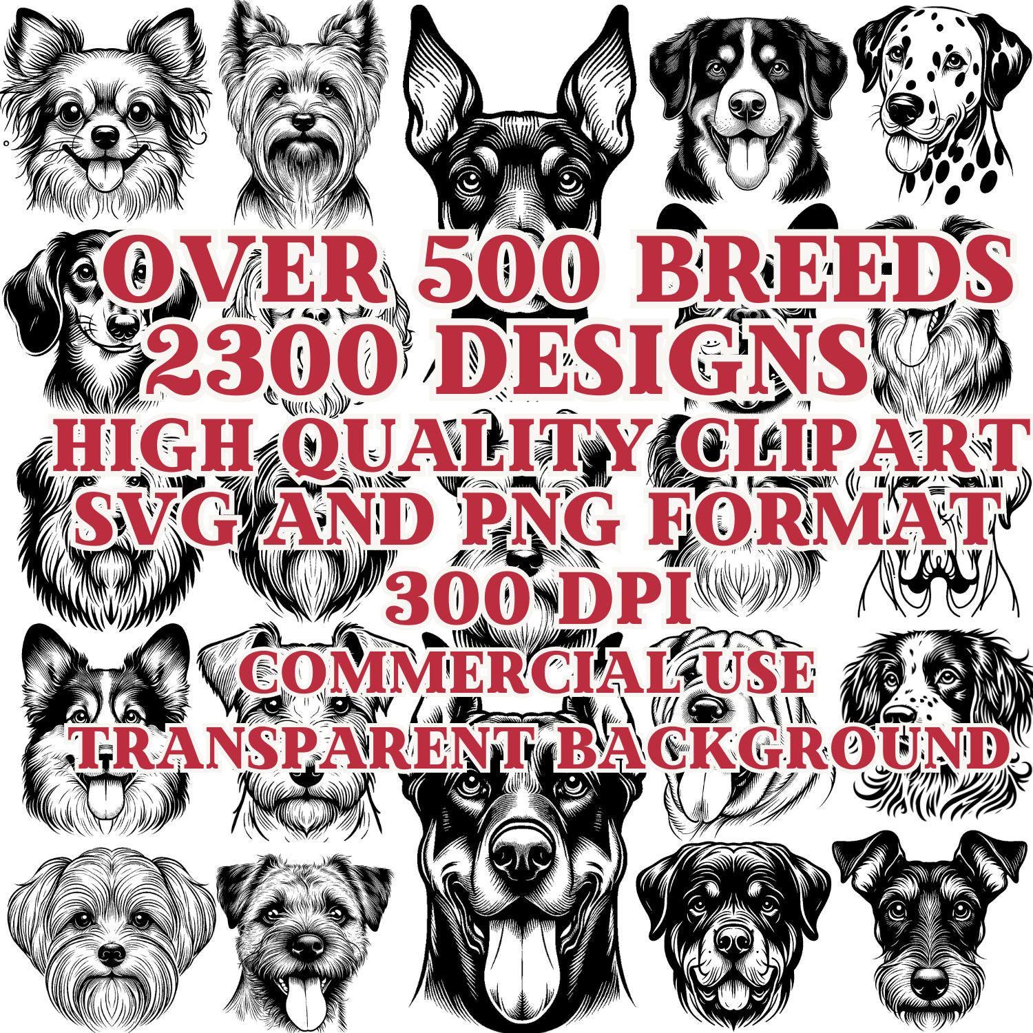 Dog Head SVG Bundle for Laser Cutting, Engraving and Cricut, Detailed ...
