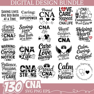 CNA SVG Bundle With 130 Caring Nursing Quotes for Healthcare Workers ...