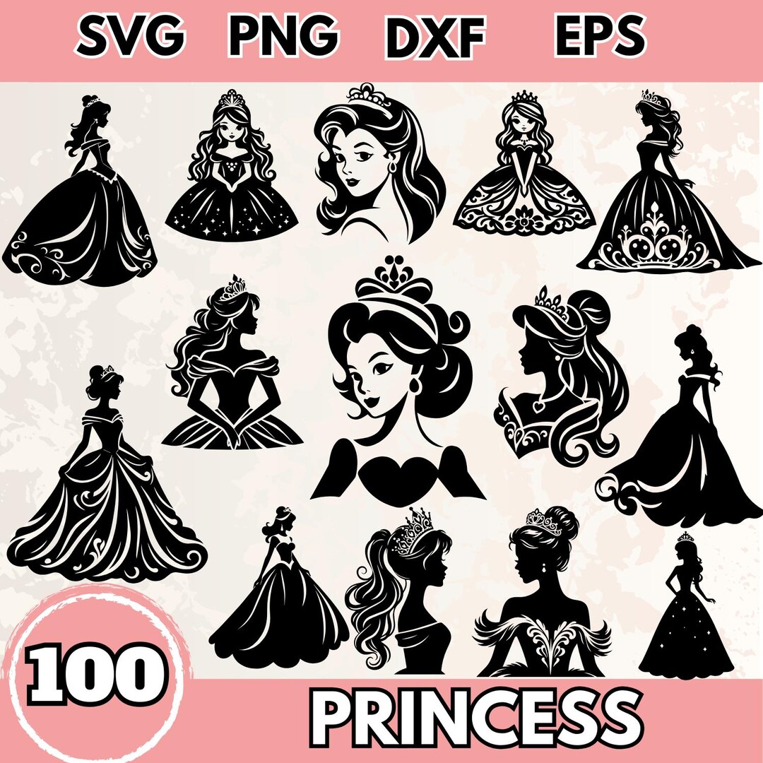 Princess SVG Bundle, Princess Silhouette Clipart, Fairy Tale Princess ...