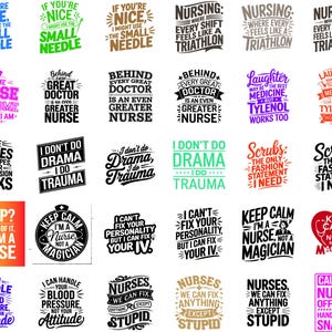 Sarcastic Nurse Quotes SVG Bundle, Funny Nurse Clipart, Nursing Humor ...