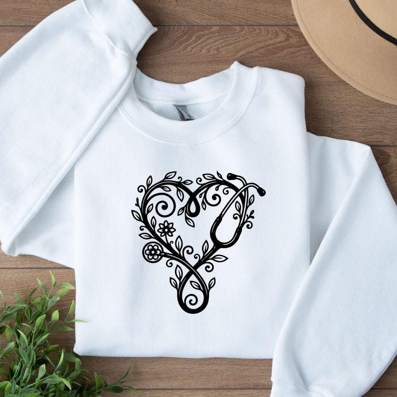 Stethoscope Heart SVG Bundle Medical Nurse Clipart Floral Stethoscope ...