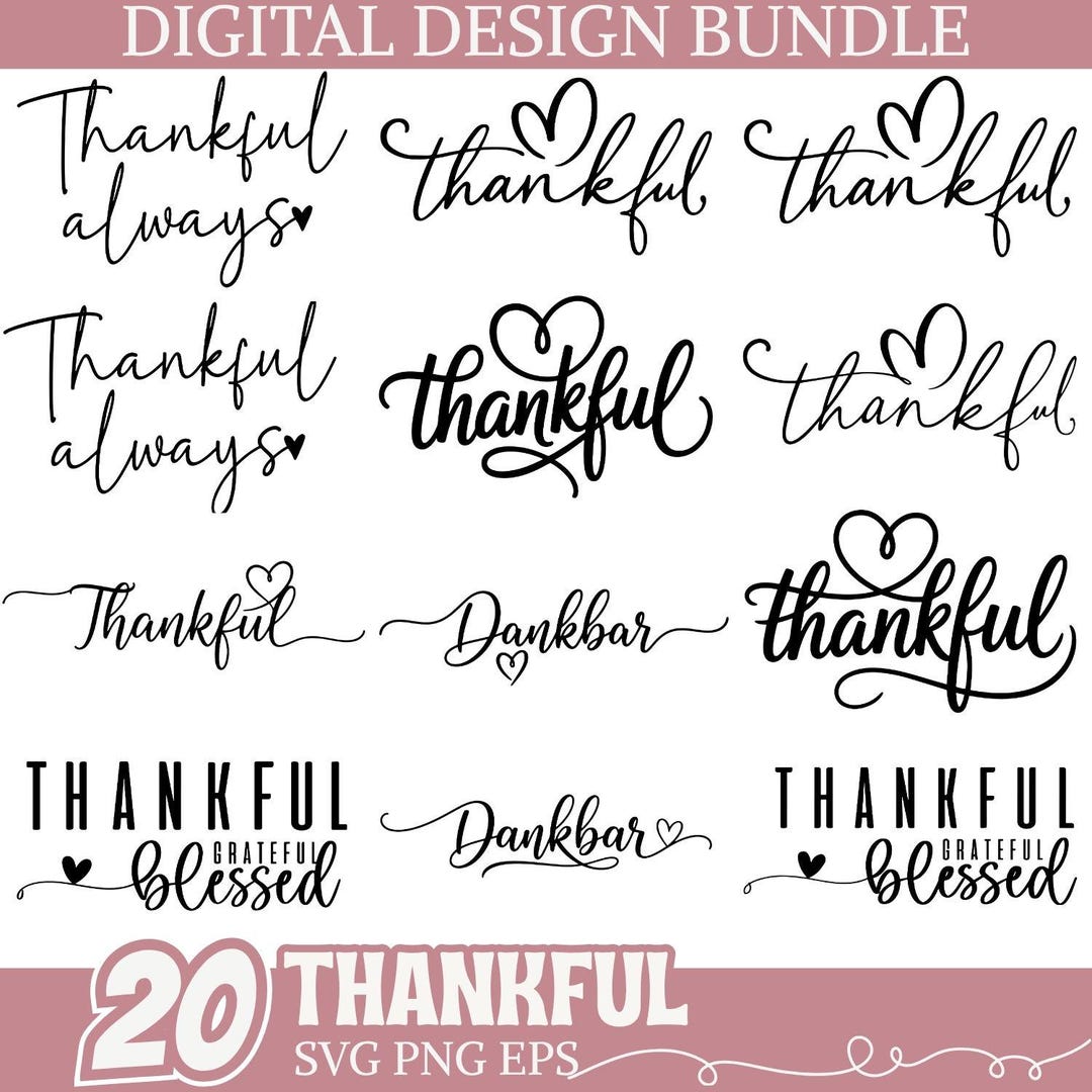 Thankful SVG Bundle Grateful Blessed Quote Designs Thanksgiving ...