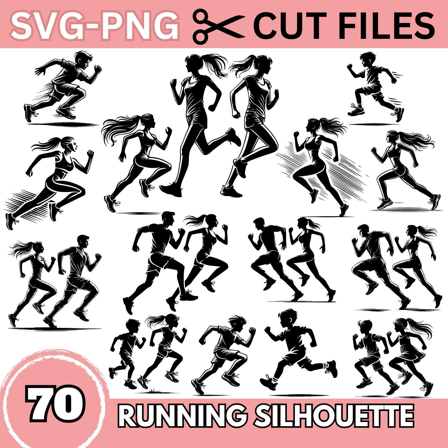Running Silhouette SVG PNG Bundle | Athlete Runner Cut Files | Sports ...