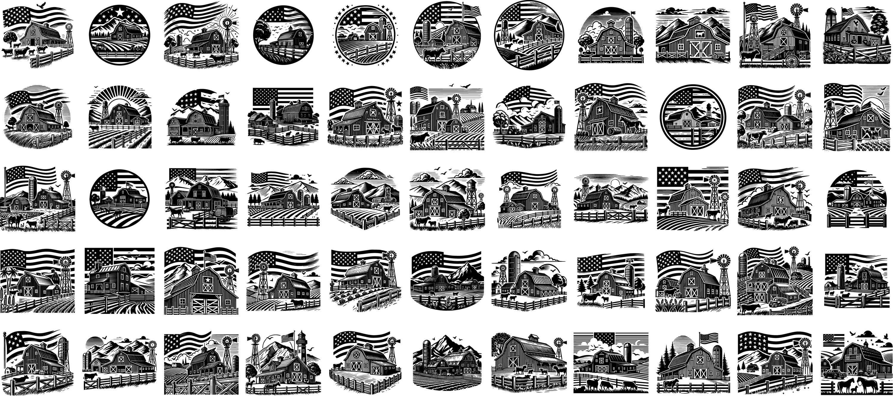 Farm Ranch SVG Bundle – Barnyard and Rural Landscape Designs for Cricut ...