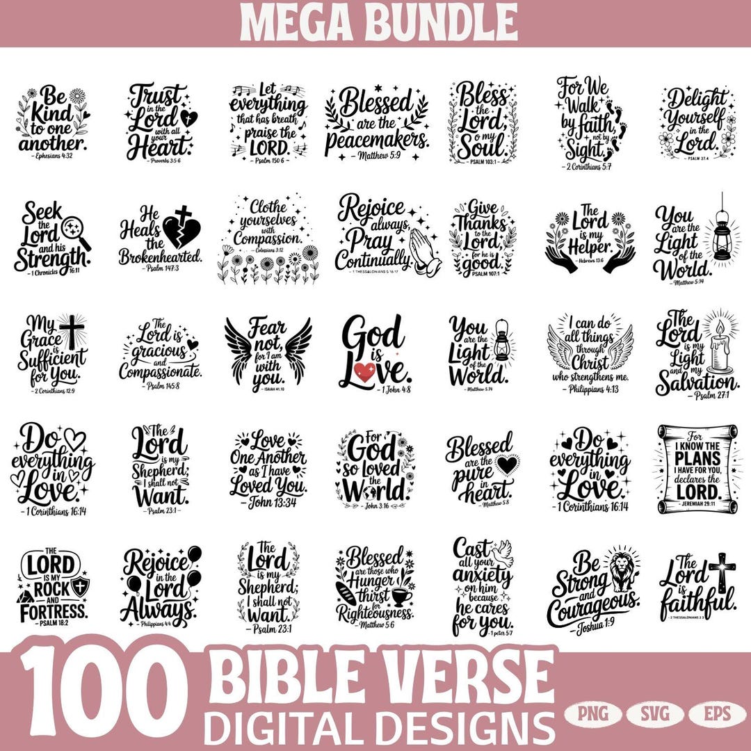 Bible Verse SVG Bundle Christian Quotes PNG Digital Designs Religious ...