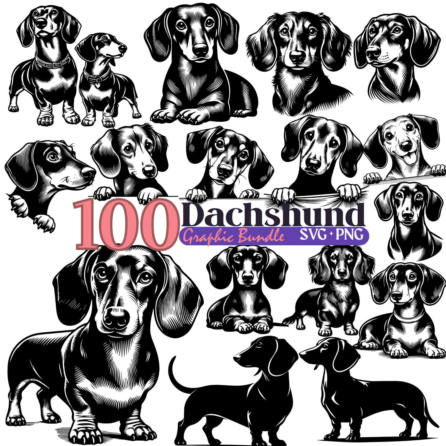Dachshund SVG PNG Bundle 100 Designs, Dachshund Clipart Silhouette ...