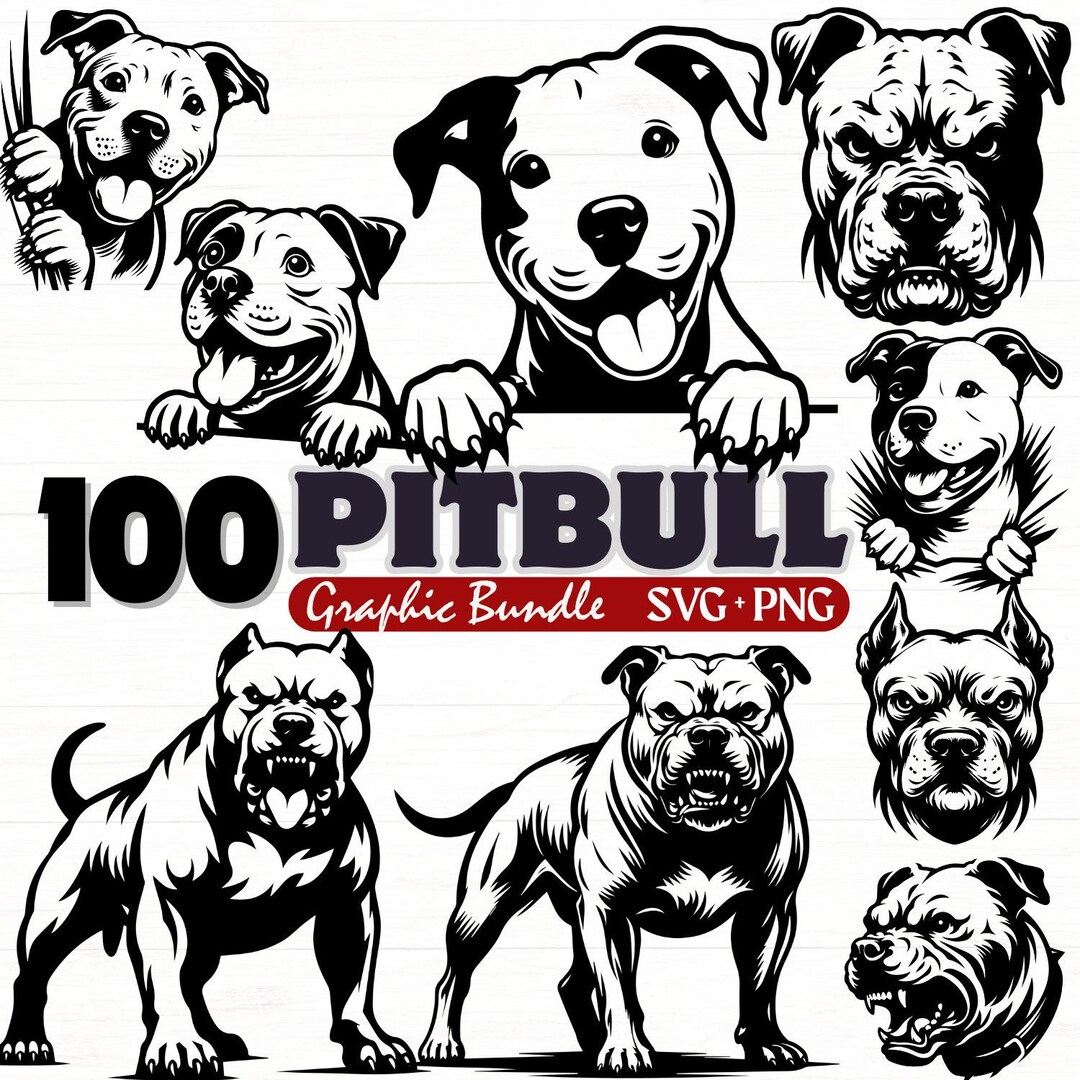 Pitbull Dog SVG PNG Bundle for Cricut Sublimation Crafts, Pitbull ...