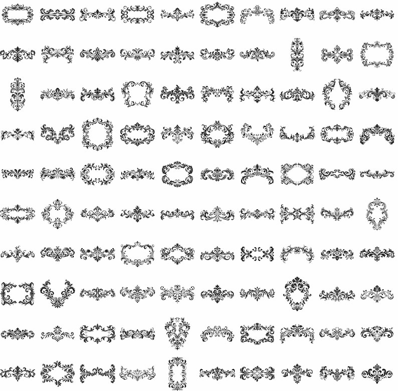 Bordes barrocos SVG PNG Dxf EPS, diseños de marcos ornamentales ...