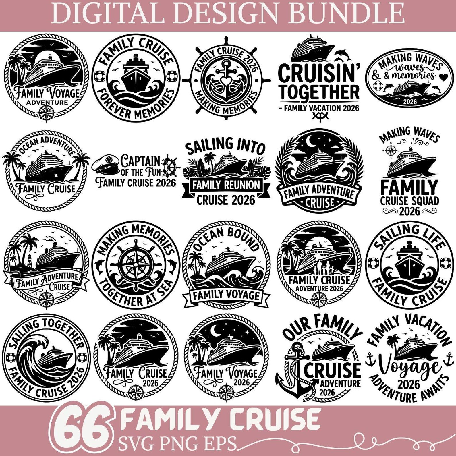 Family Cruise SVG Bundle PNG EPS | Cruise Vacation 2026 Designs ...