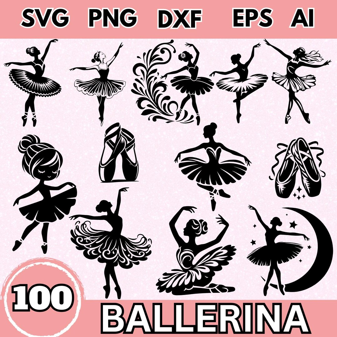 Ballerina SVG Bundle – Ballet Cut Files for Cricut, Dancer Silhouettes ...