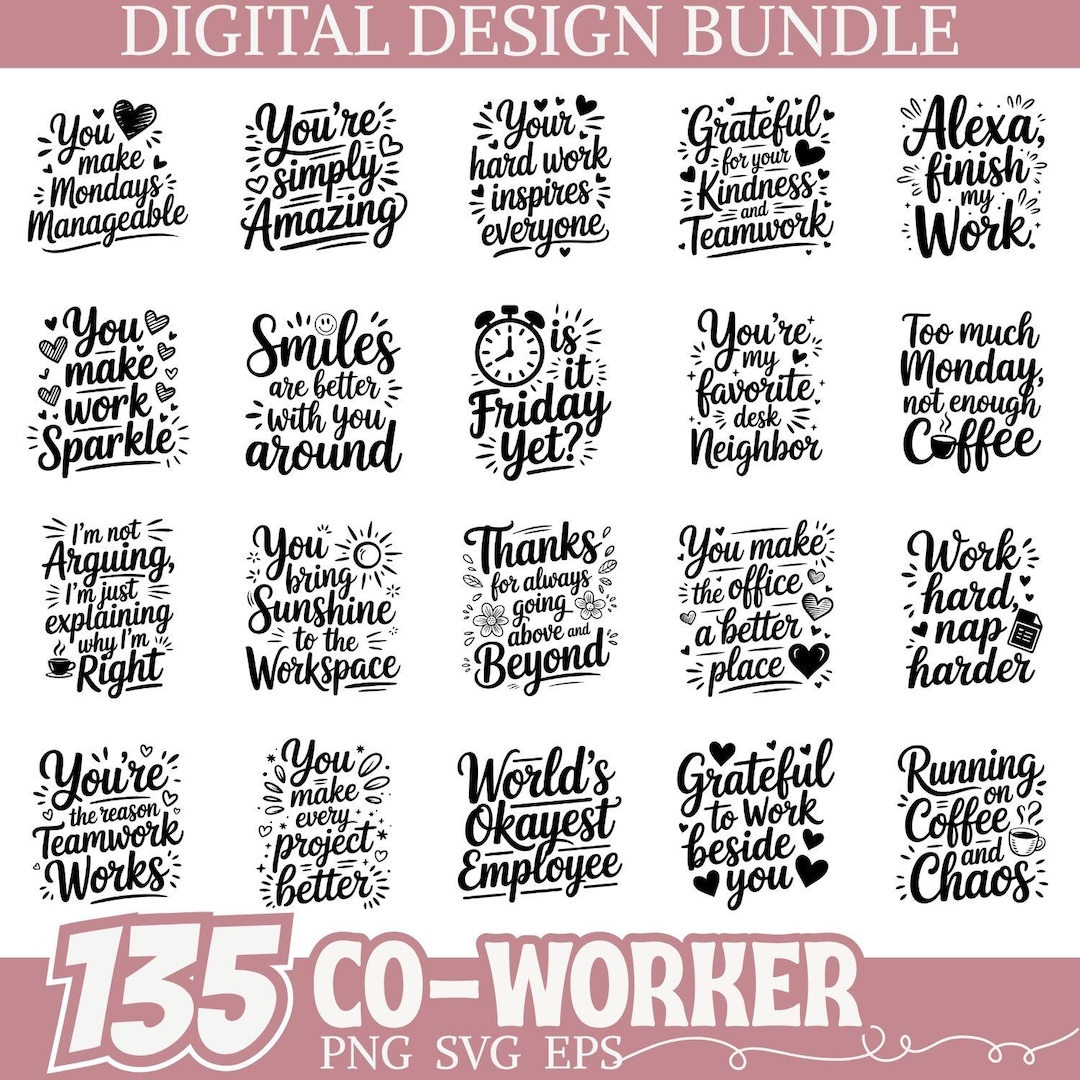 Co Worker Appreciation SVG Bundle | Funny Office Quotes PNG SVG Eps ...