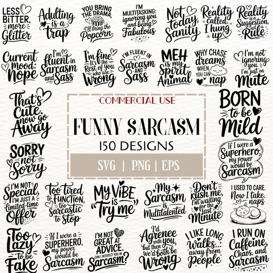 Funny Sarcastic SVG Bundle for Cricut and Sublimation – 100 Witty ...