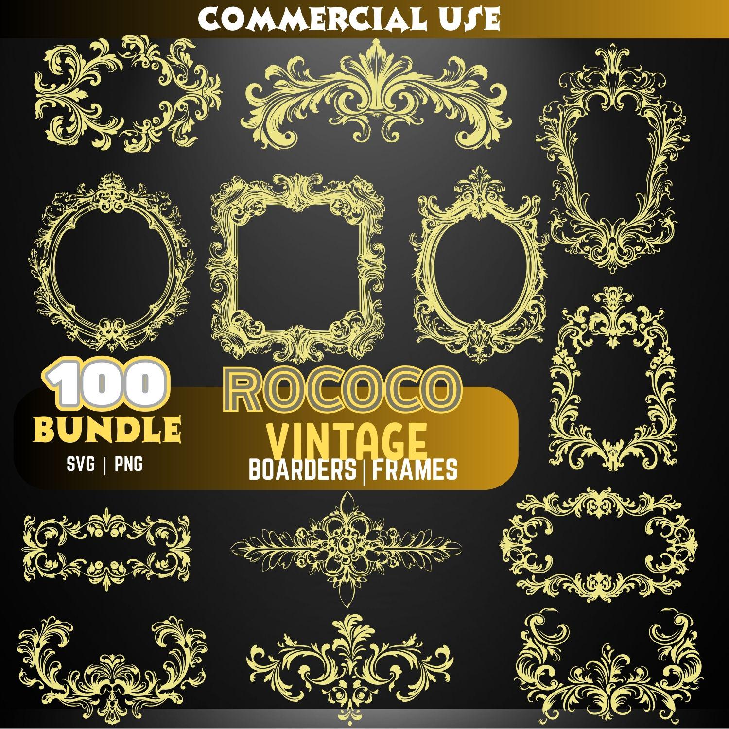 Rococo Vintage Frame and Border SVG PNG Bundle for Cricut and ...