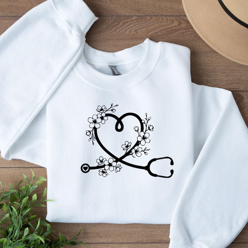 Stethoscope Heart SVG Bundle Medical Nurse Clipart Floral Stethoscope ...