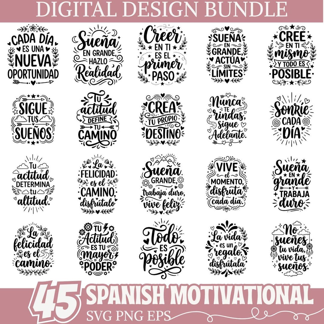 Spanish Motivational Quotes SVG Bundle for Cricut Silhouette ...