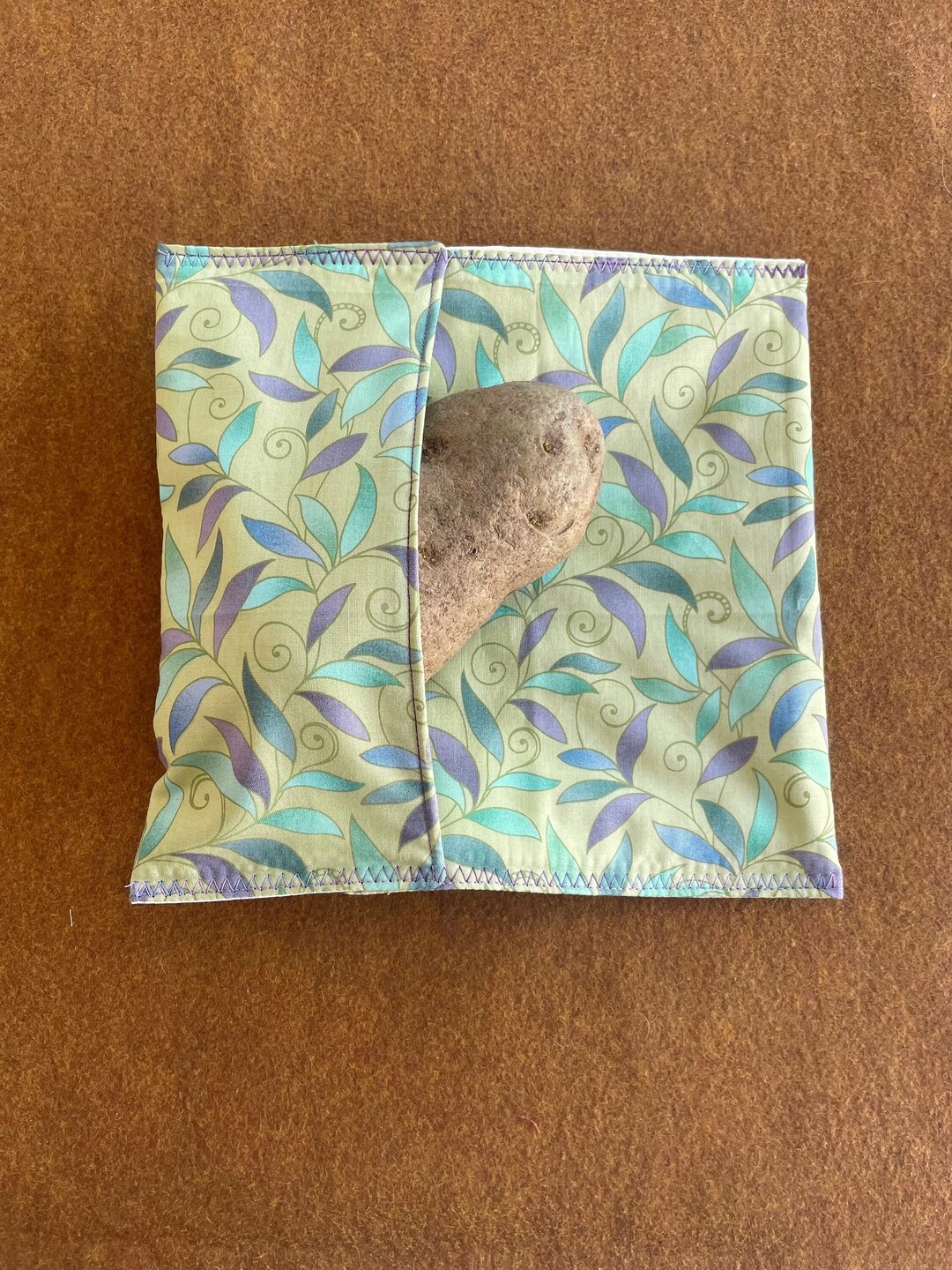 Green Floral Potato Bag, Microwave Potato Cooker, Fabric Potato ...