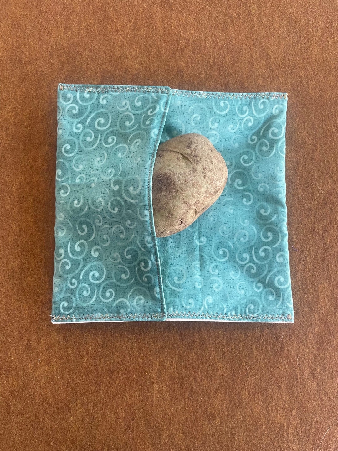 Farmhouse Kitchen Blue Potato Bag, Microwave Potato Cooker, Fabric ...
