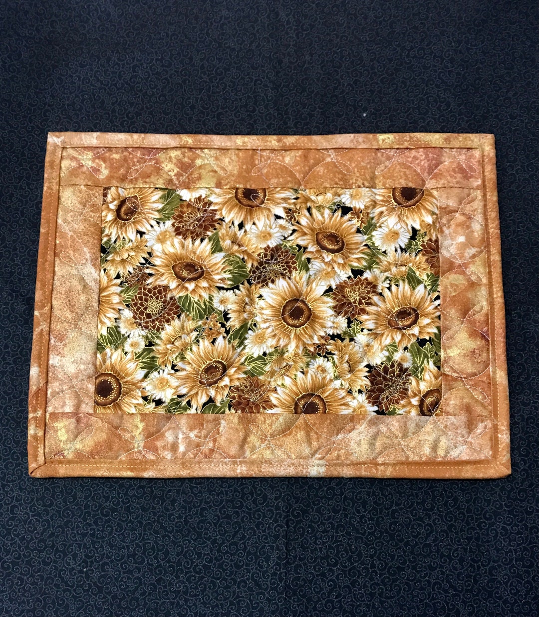 White Sunflower Mug Rug, Handcrafted Snack Mat, Autumn Flowers Placemat ...