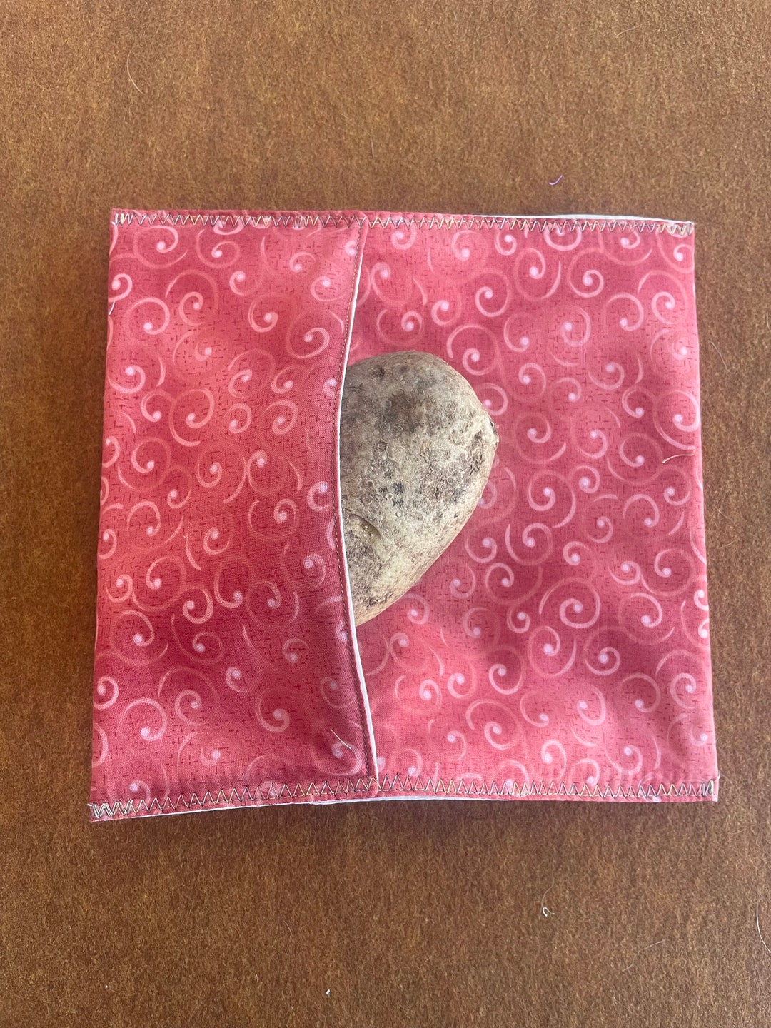 Rustic Red Kitchen Potato Bag, Microwave Potato Cooker, Fabric Potato ...