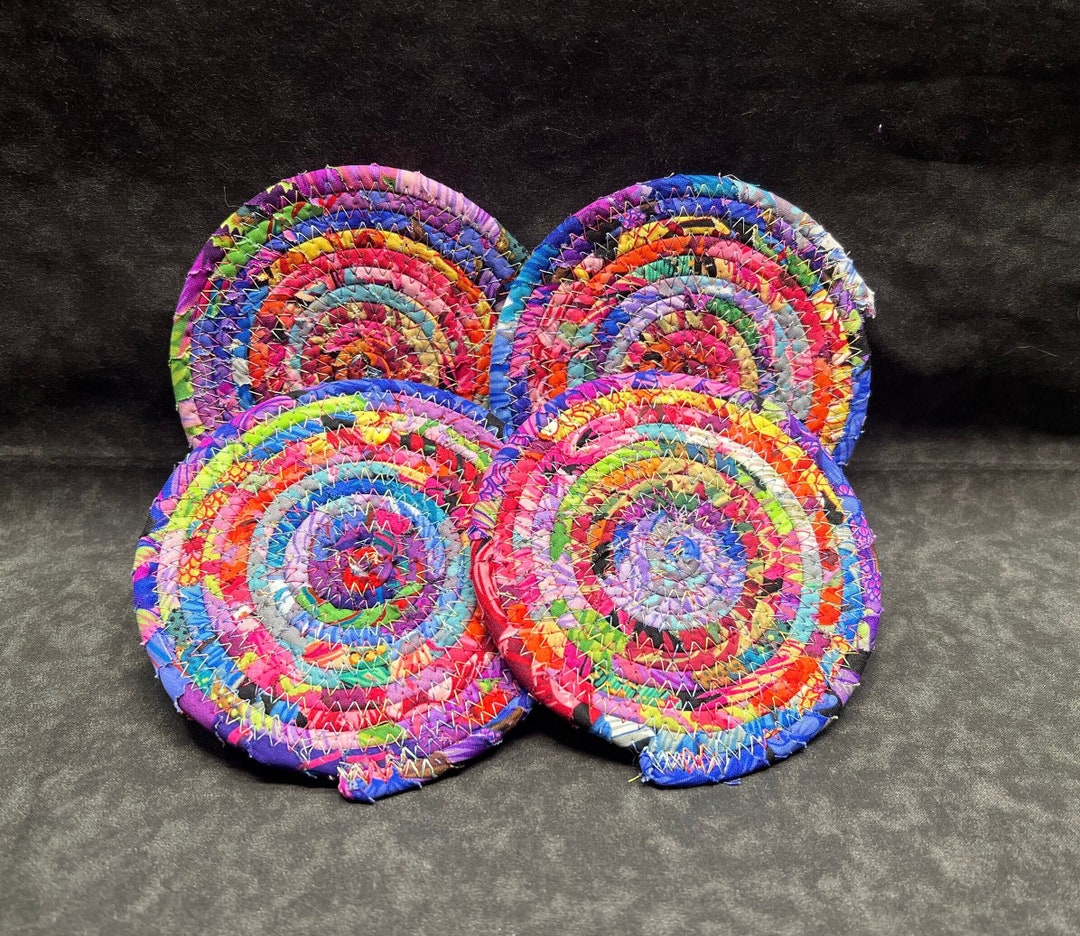 Floral Rainbow Clothesline and Fabric Coaster Set of 4, Oversized ...