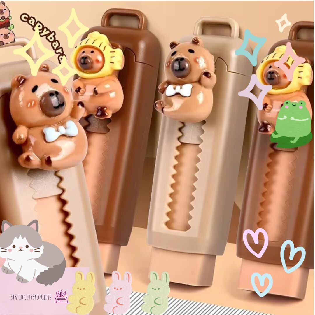 Cute Capybara Eraser Rubber Mess Free Soft Rubber Push Pull Eraser ...