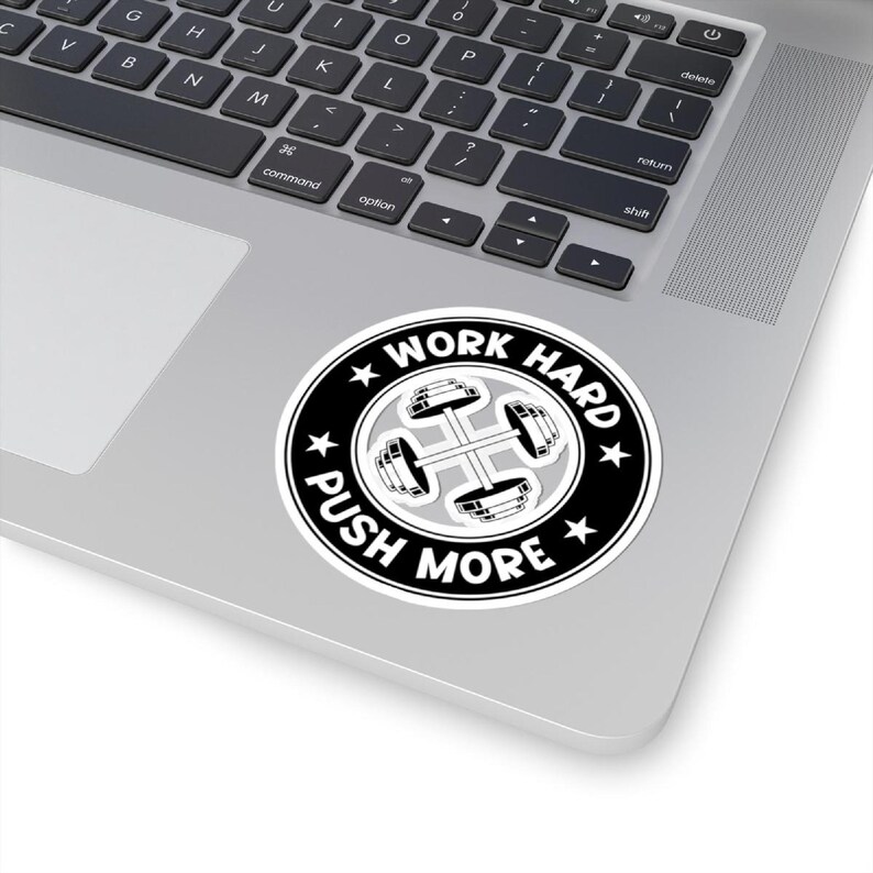 Work Hard Push More' With Dumbbell Icons, Workout Stickers - Etsy