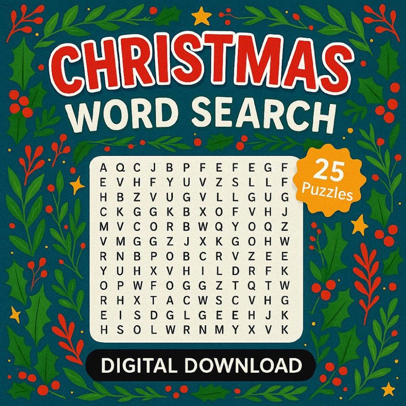 Christmas Word Search Puzzle Book | 25 Holiday Word Searches + Answer ...