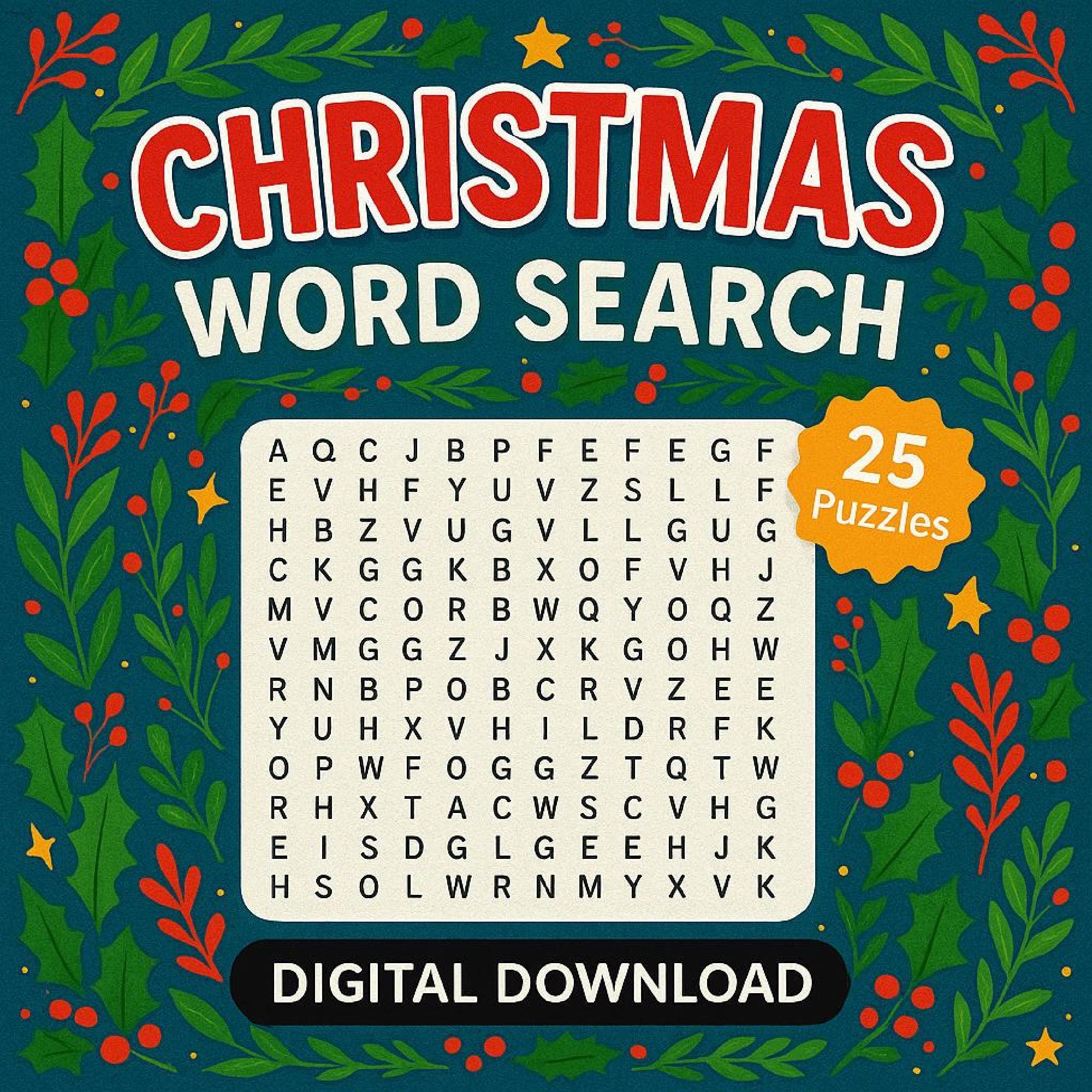 Christmas Word Search Puzzle Book | 25 Holiday Word Searches + Answer ...