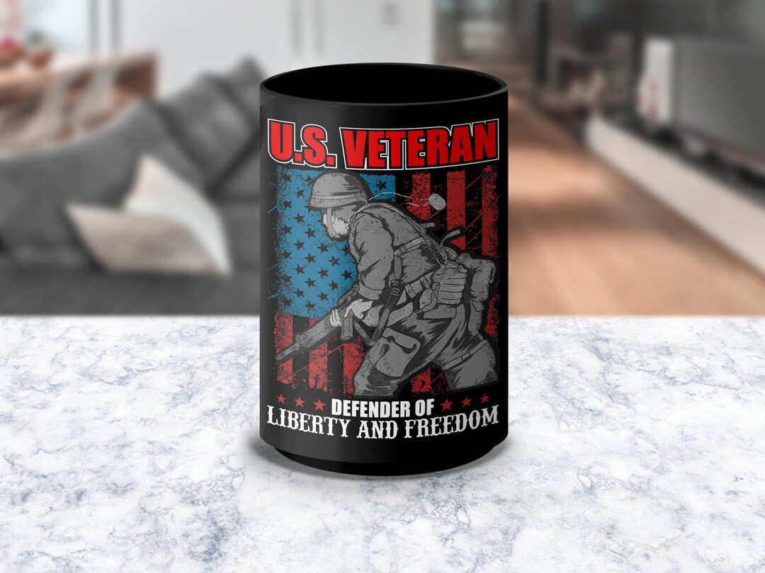 U S Veteran Mug Patriotic Military Soldier With American Flag Coffee ...