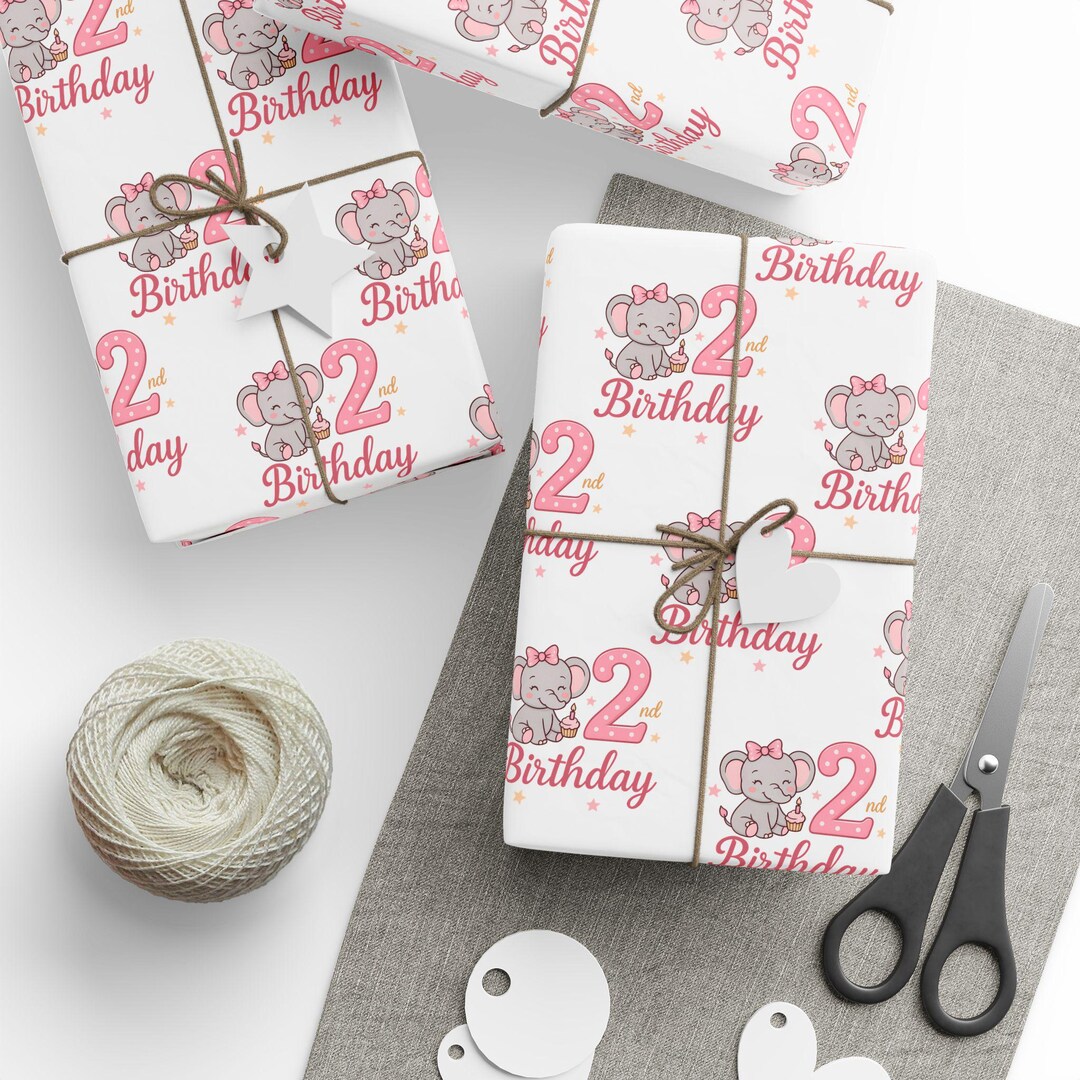 2nd Birthday Wrapping Paper Blue: Cute Kids Party Decorative Gift Wrap ...