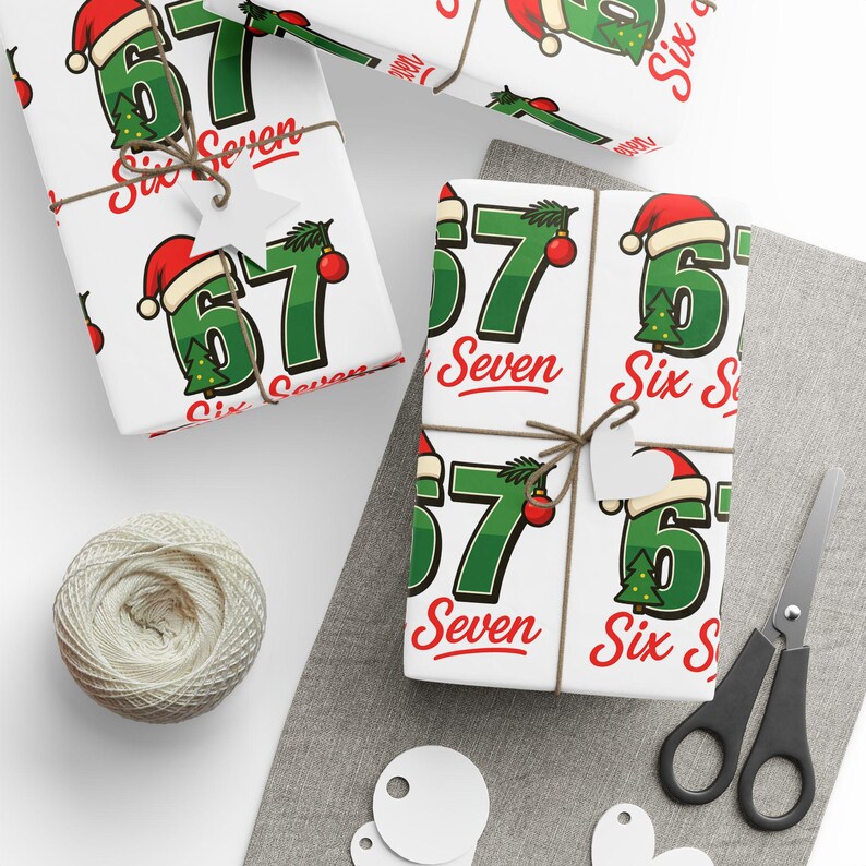 6-7 Meme Christmas Wrapping Paper | Funny Six Seven Holiday Gift Wrap ...