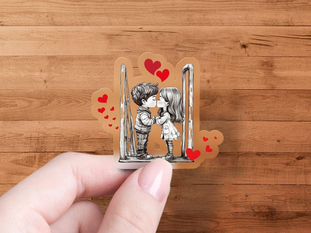 Cute Couple Kissing Sticker, Romantic Love Decal, Sweetheart ...