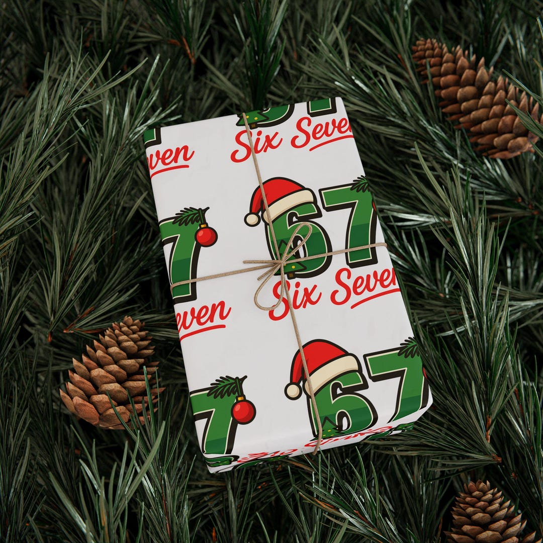 6-7 Meme Christmas Wrapping Paper | Funny Six Seven Holiday Gift Wrap ...