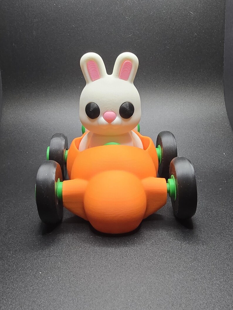 3d-printed Bunny Carrot Racer - Chibi-style Bunny Driver, Carrot-shaped ...