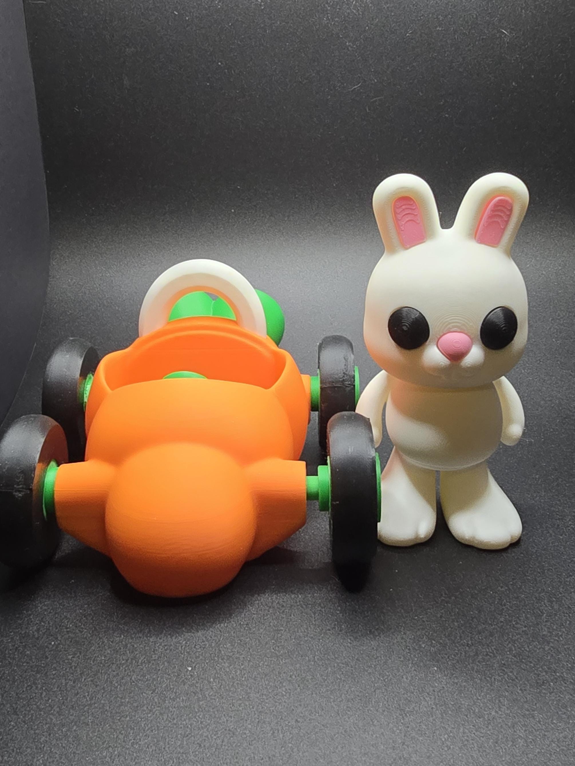 3d-printed Bunny Carrot Racer - Chibi-style Bunny Driver, Carrot-shaped ...