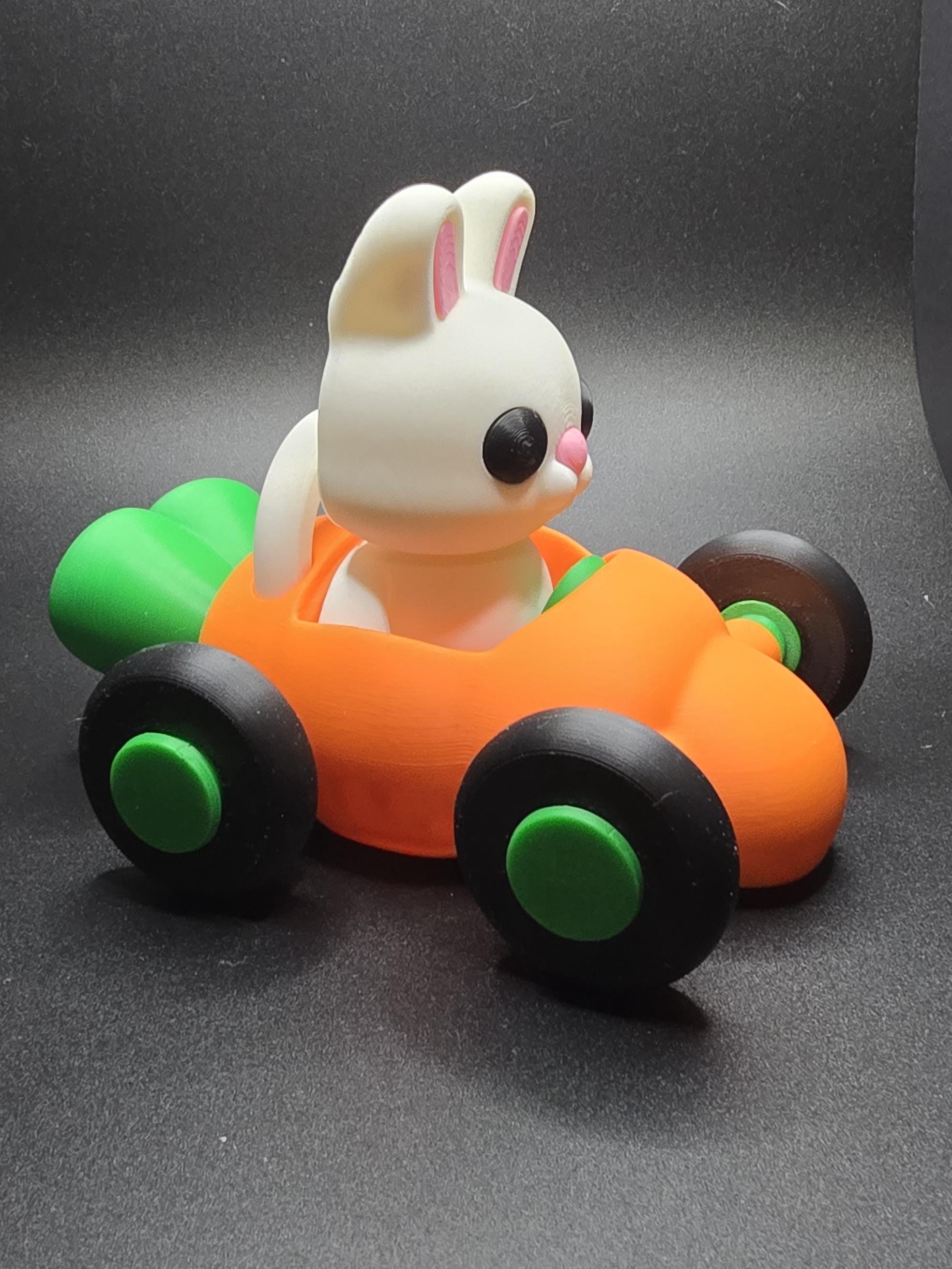 3d-printed Bunny Carrot Racer - Chibi-style Bunny Driver, Carrot-shaped ...