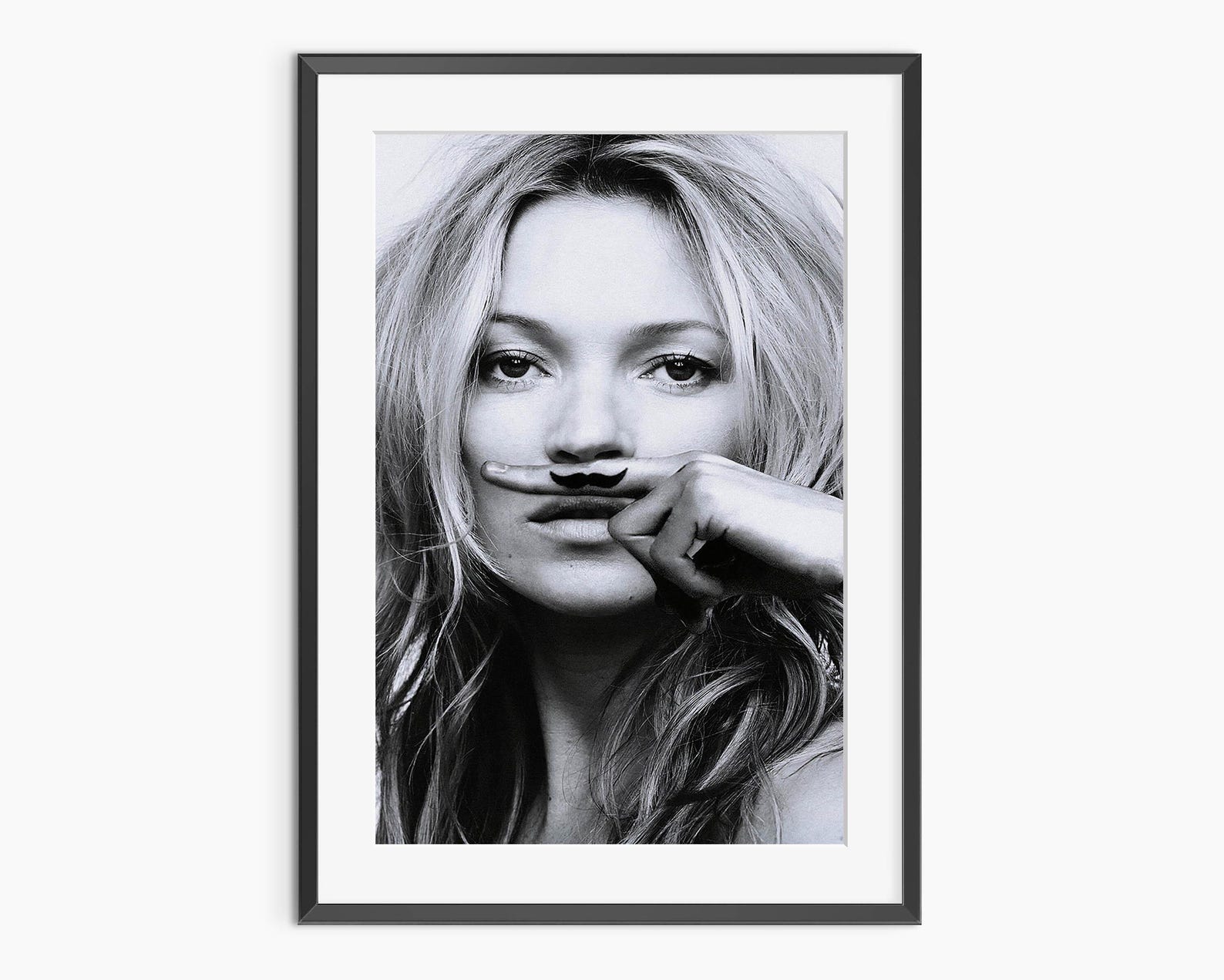 Kate Moss Poster, Fashion Model Photo, Kate Moss Moustache, Funny ...