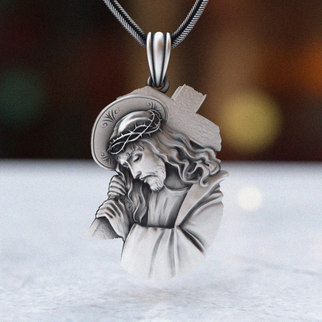Jesus Christ Silver Pendant – 925 Sterling Silver Religious Necklace ...
